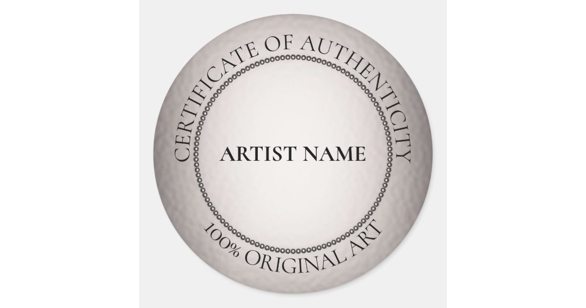 Faux Silver Seal Certificate of Authenticity Art | Zazzle