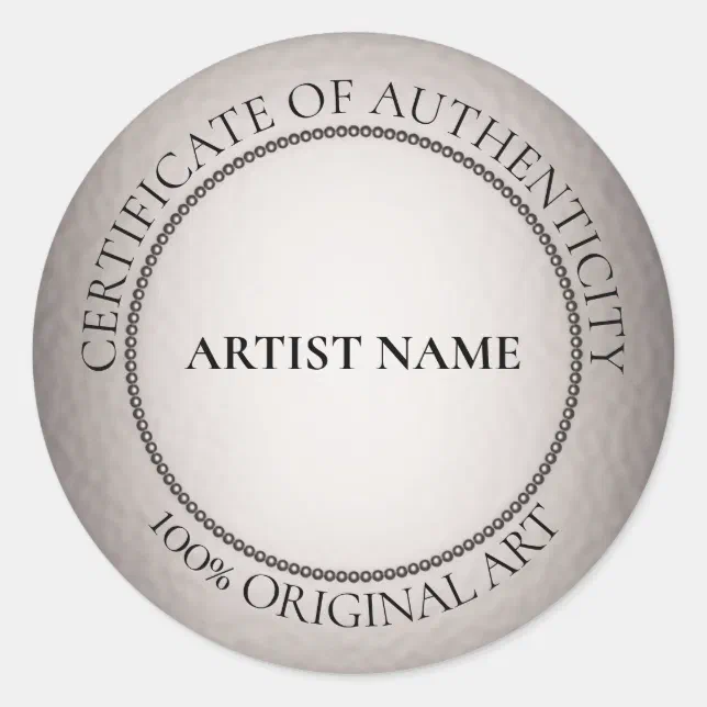 Faux Silver Seal Certificate of Authenticity Art | Zazzle
