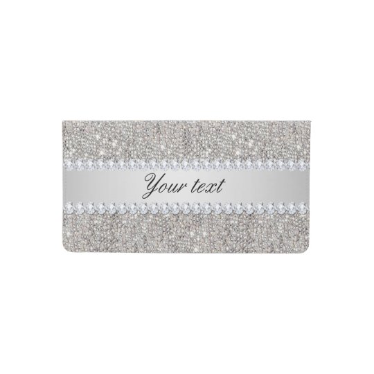 Faux Silver Sequins and Diamonds Checkbook Cover | Zazzle.com