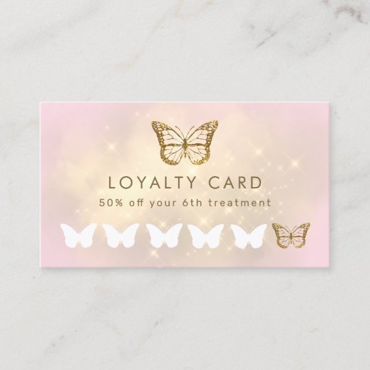 faux sparkle pink butterfly loyalty card | Zazzle.com