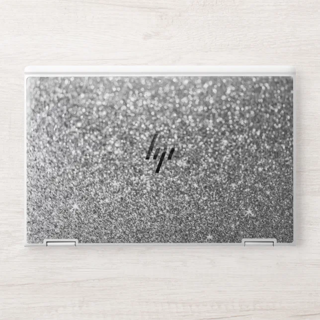Faux Sparkling Bokeh Silver Grey Glitter HP Laptop Skin | Zazzle
