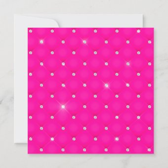 Faux Sparkly Diamond Tufted Hot Pink 21st Birthday Invitation | Zazzle
