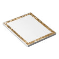 Faux Sparkly Gold Glitter Border White Notepad | Zazzle