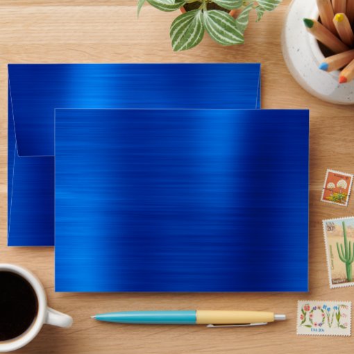 Faux Sparkly Silver Glitter Royal Blue Foil Envelope | Zazzle