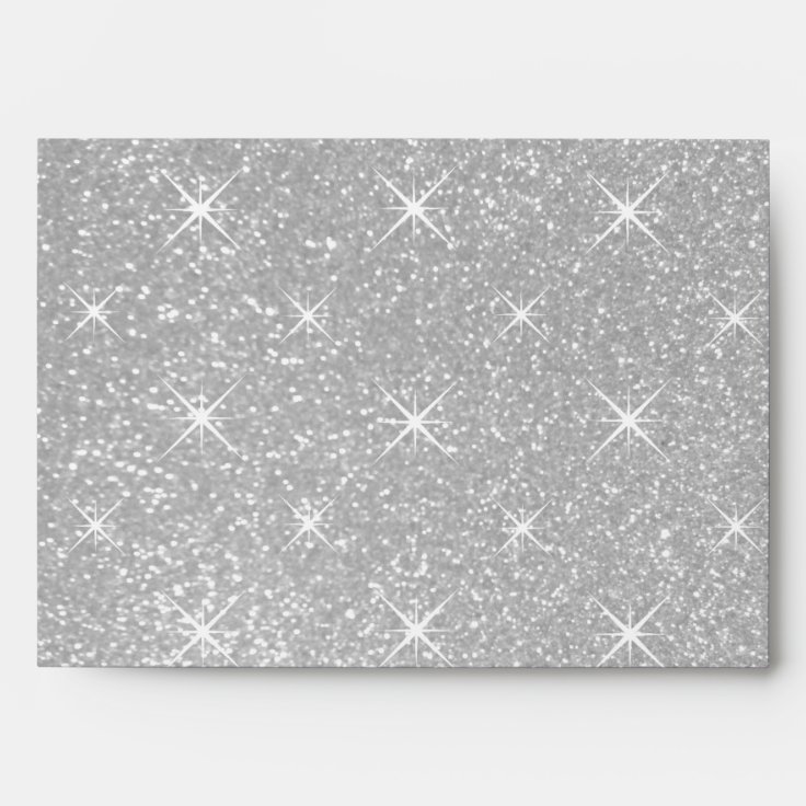 Faux sparkly silver glitter wedding envelopes | Zazzle