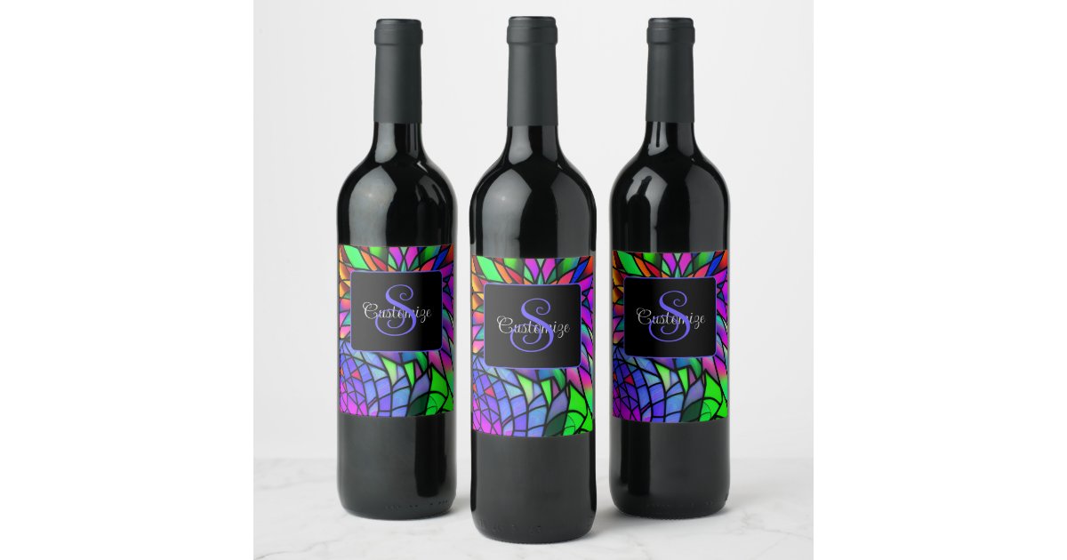 Faux Stained Glass Wine Label | Zazzle