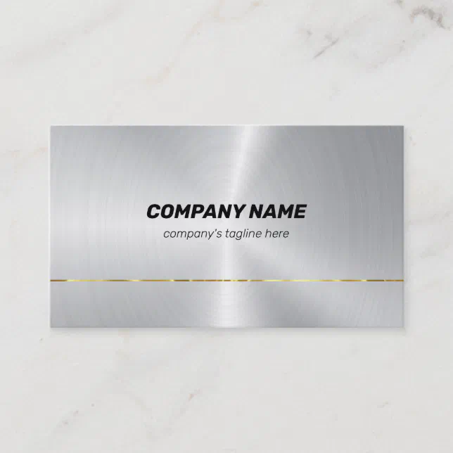 Faux stainless steel gold accent business card | Zazzle