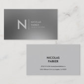 Faux Stainless Steel Inox Metal Look Monogram Business Card | Zazzle
