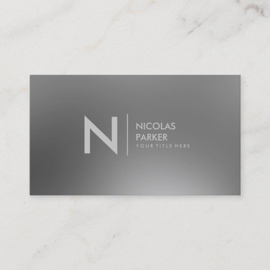 Faux Stainless Steel Inox Metal Look Monogram Business Card | Zazzle.com
