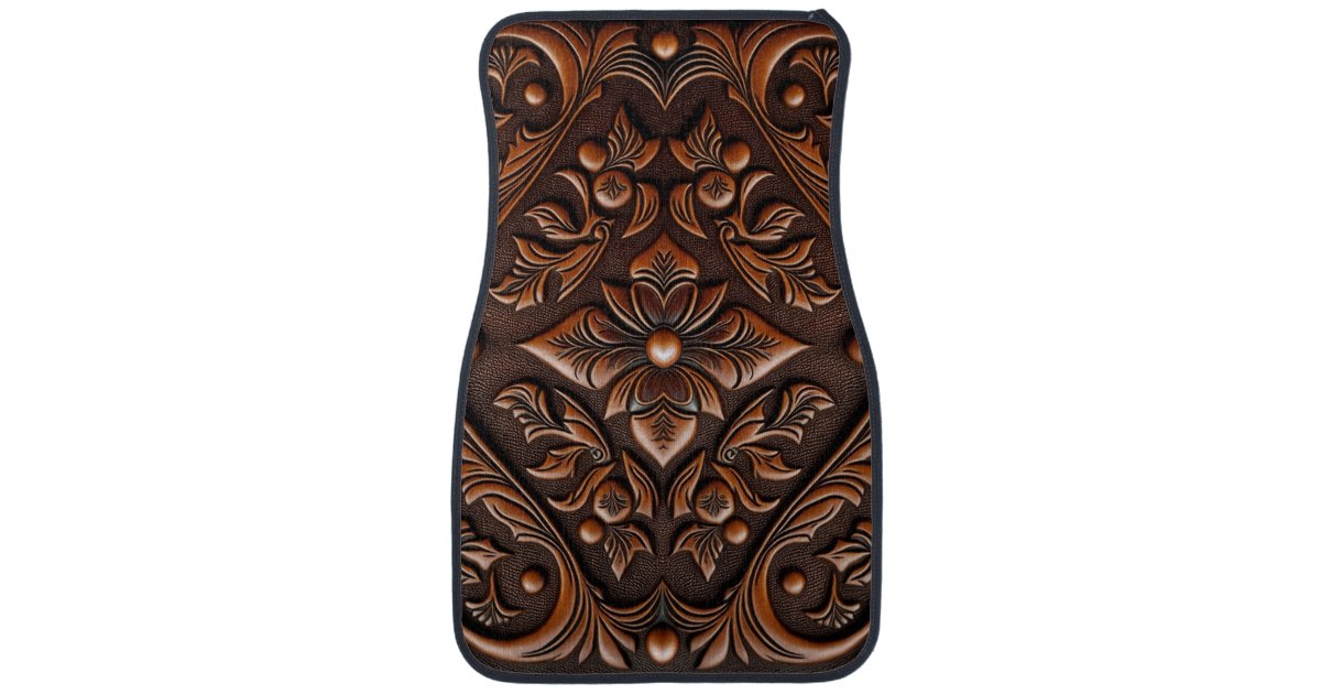Faux Tooled Leather Car Floor Mat | Zazzle
