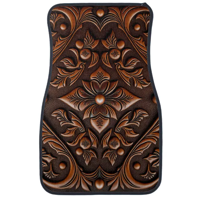 Faux Tooled Leather Car Floor Mat | Zazzle