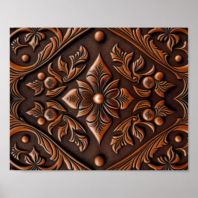 Faux Tooled Leather Poster | Zazzle