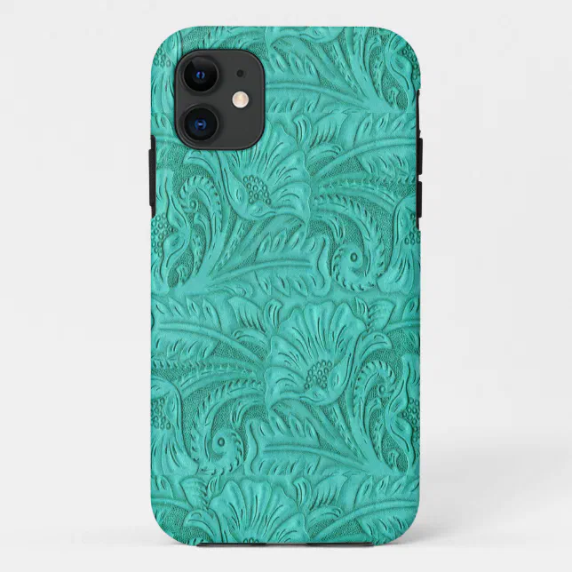 Faux Tooled Leather Turquoise Medium Print Western Case-Mate iPhone ...