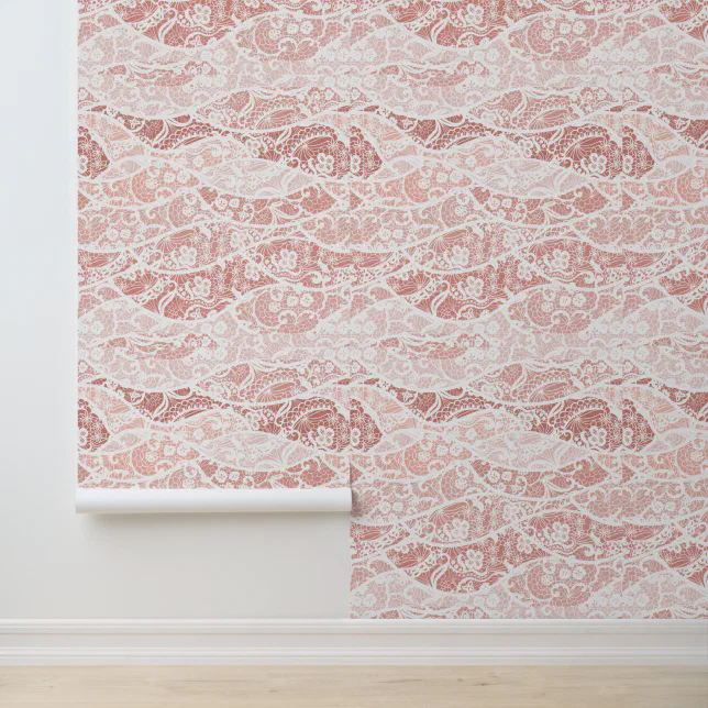 Faux White Lace Custom Color Wallpaper | Zazzle