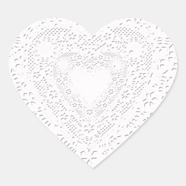 Faux White Lace-Look Heart Sticker | Zazzle