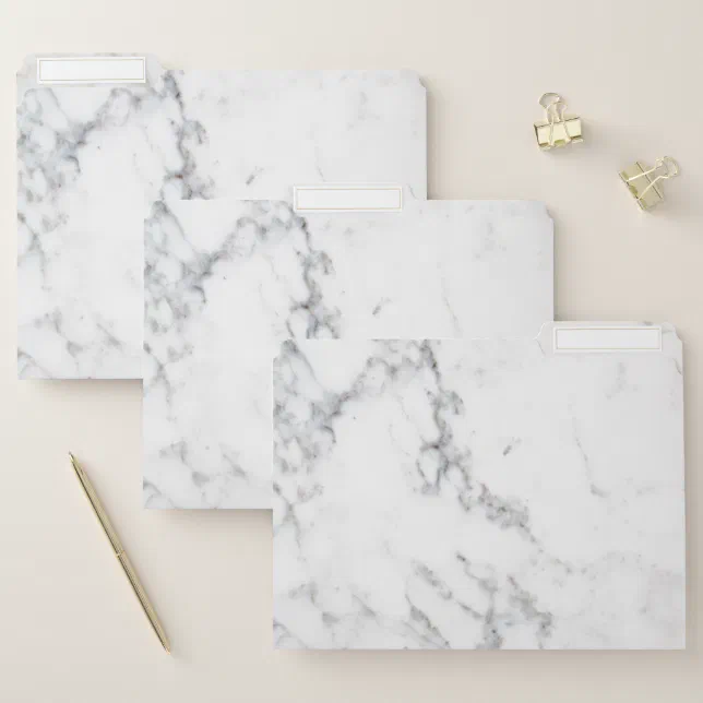 Faux White Marble Texture Look-like File Folder | Zazzle