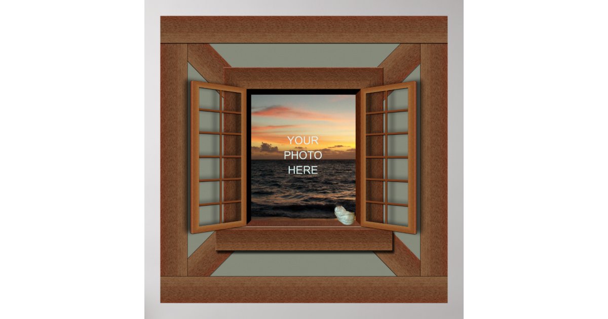 Faux Window Frame Poster Add Your Photo | Zazzle