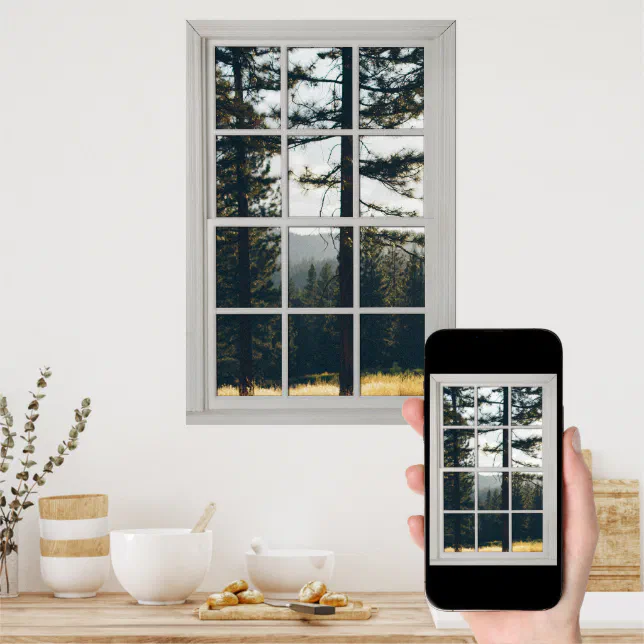Faux Window Illusion - Realistic Forest View Poster | Zazzle