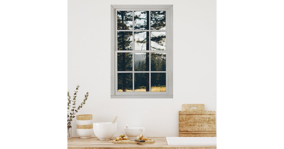 Faux Window Illusion - Realistic Forest View Poster | Zazzle