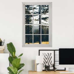 Faux Window Illusion - Realistic Forest View Poster | Zazzle