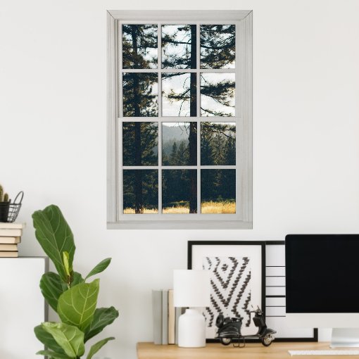 Faux Window Illusion - Realistic Forest View Poster | Zazzle