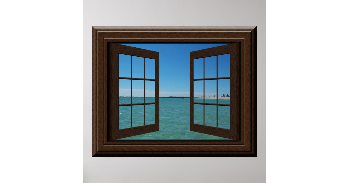 Faux Window Poster Aquamarine Ocean Scene Tranquil | Zazzle