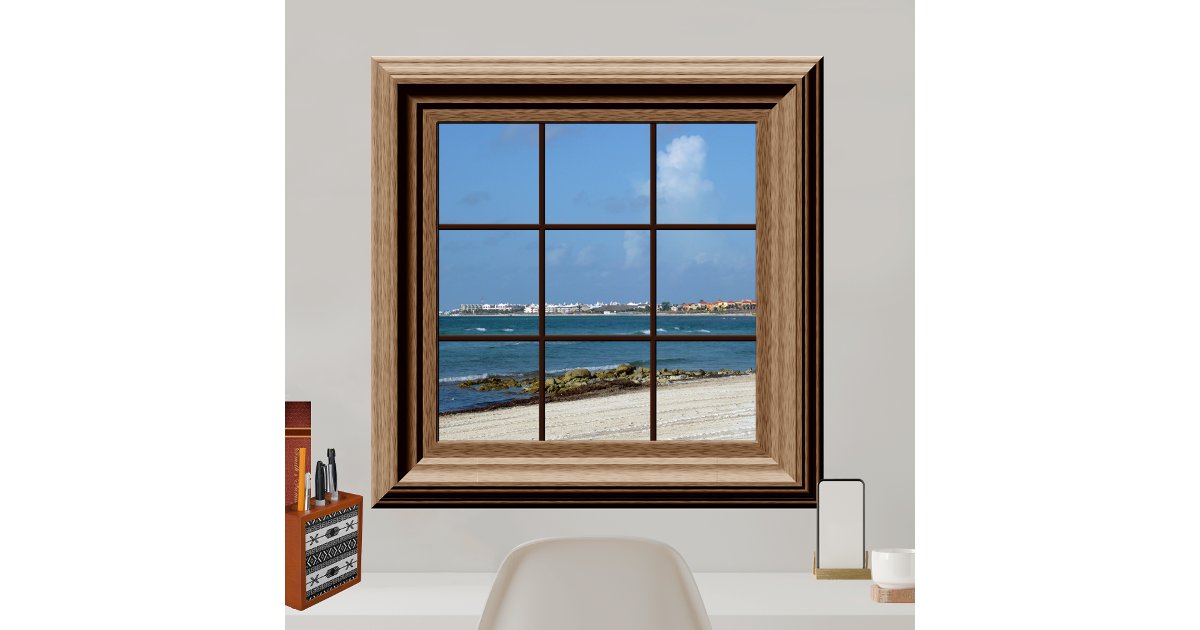 Faux Window Poster Beach Scene Relaxing View | Zazzle