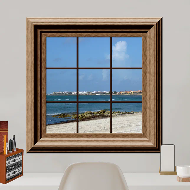 Faux Window Poster Beach Scene Relaxing View | Zazzle