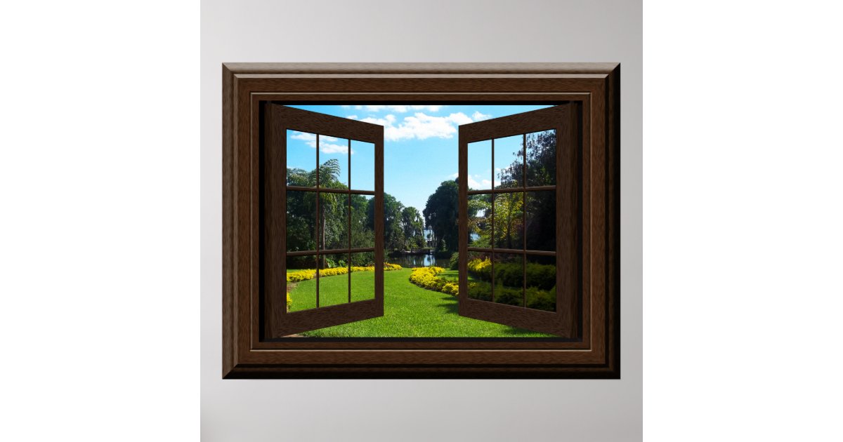 Faux Window Poster Peaceful Landscape Zen | Zazzle