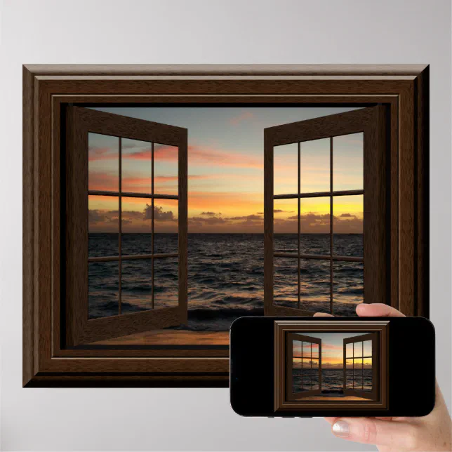 Faux Window Poster Peaceful Sunset Relaxing | Zazzle