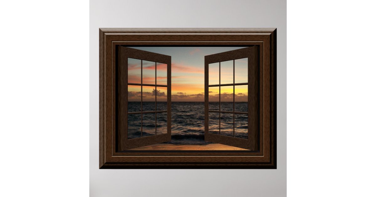 Faux Window Poster Peaceful Sunset Relaxing | Zazzle