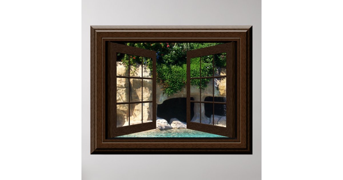 Faux Window Poster Peaceful Water Cave | Zazzle