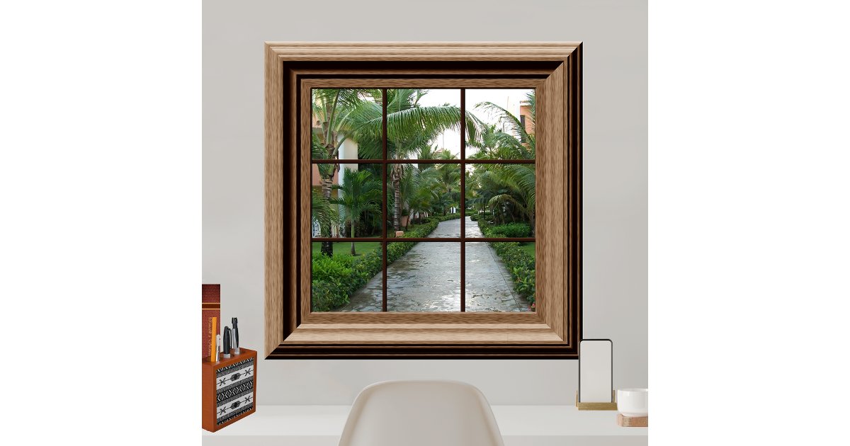 Faux Window Scene Lush Tropical Landscape View Poster | Zazzle