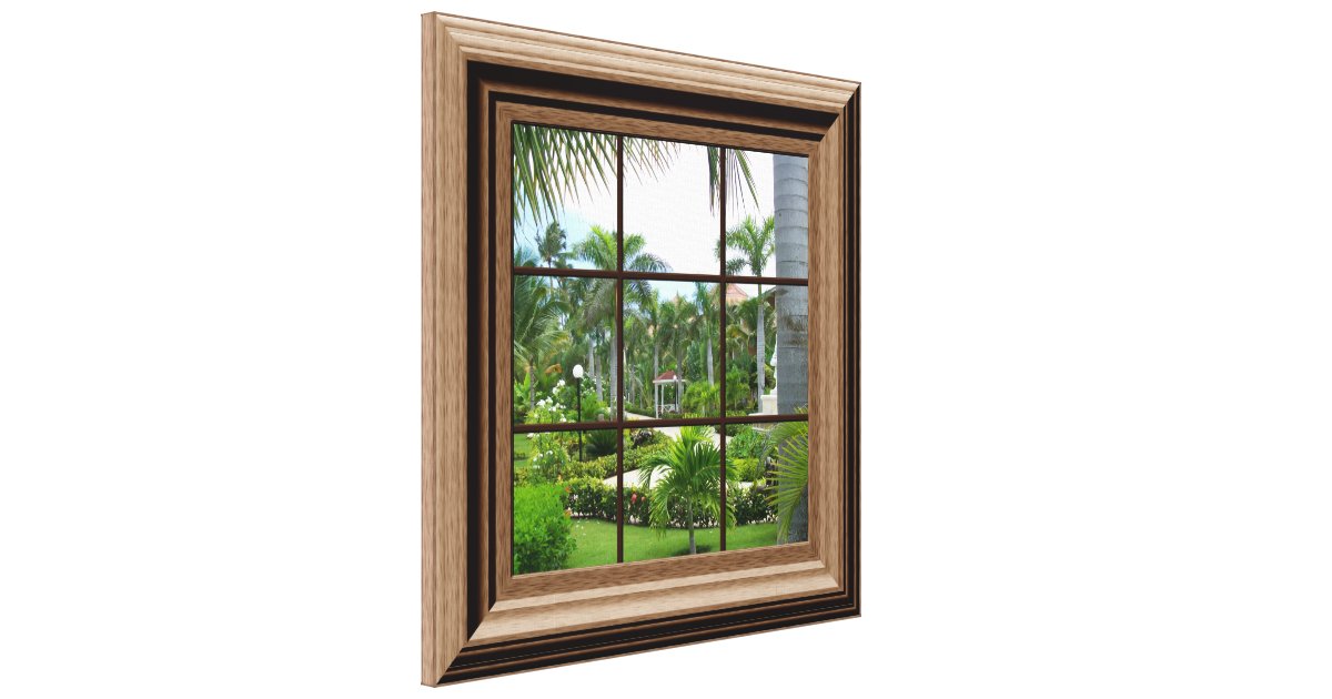Faux Window Scene Tropical View Canvas Art | Zazzle
