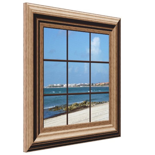Faux Window View Beach Scene Canvas Wall Art | Zazzle.com