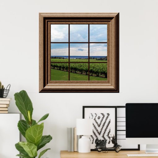 Faux Window View Fake Vineyard Scene Tranquil Poster | Zazzle