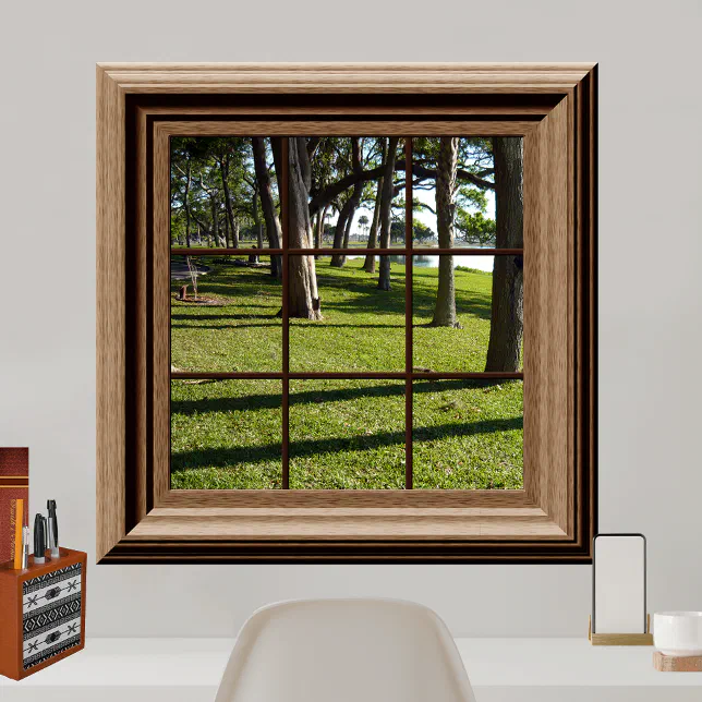 Faux Window View Peaceful Landscape With Trees Poster | Zazzle