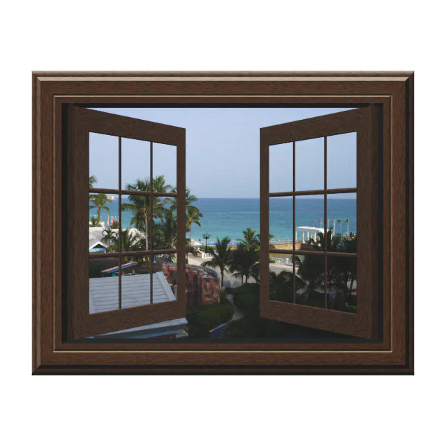 Faux Window View Peaceful Ocean Scene Tropical Canvas Print | Zazzle