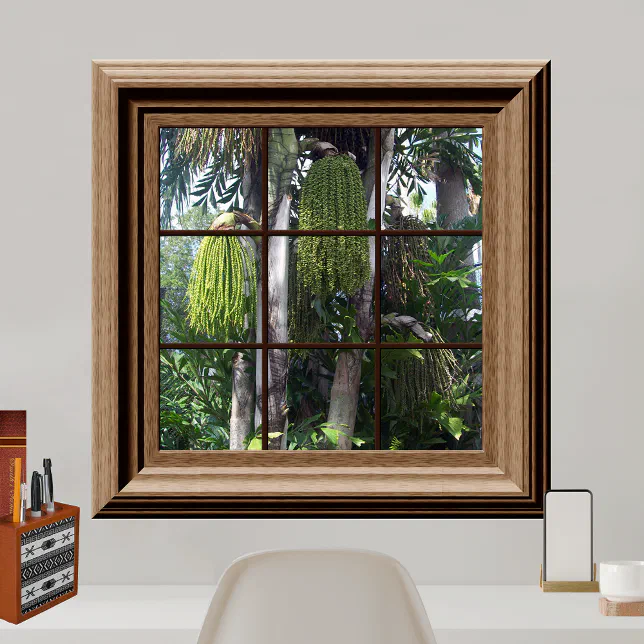 Faux Window View Tropical Forest Trees Poster | Zazzle