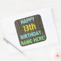 Faux Wood, Painted Text Look, 13th Birthday + Name Square Sticker | Zazzle