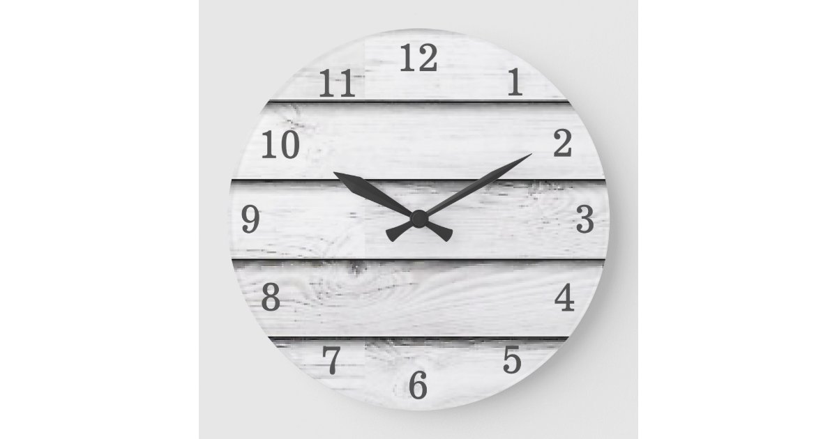 Faux Wood Slats | White | Customizable Large Clock | Zazzle