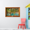Faux Wooden Window Illusion - Lagoon Lake Scene Poster | Zazzle