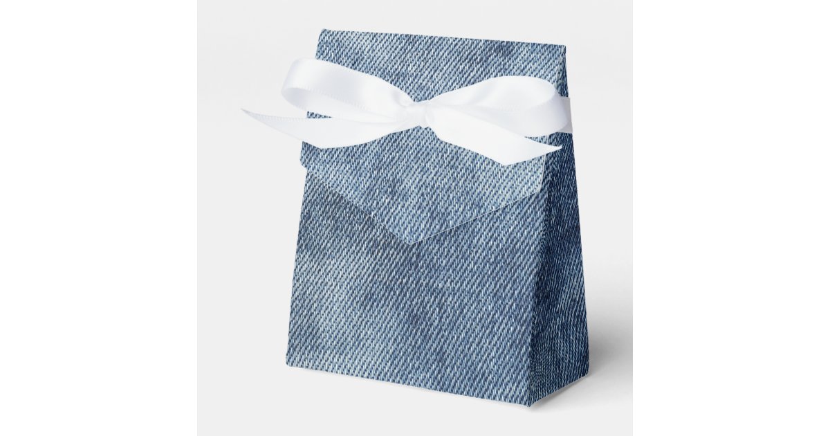 Favor gift box with natural jeans, denim | Zazzle