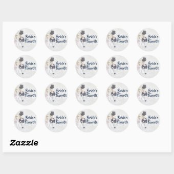 Favor Stickers- Bride's Favorite Cute Couple Classic Round Sticker | Zazzle
