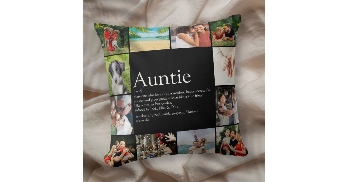 Favorite Aunt Auntie Definition Fun Photo Collage Throw Pillow | Zazzle