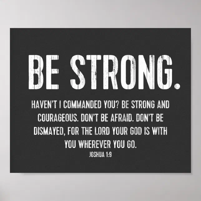 Favorite Bible Verse Poster, Christian, Be Strong Poster | Zazzle