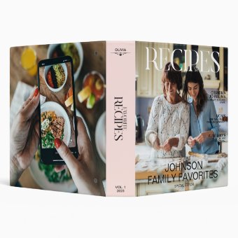 Favorite Family Recipes 2 Photo Magazine Cover 3 Ring Binder | Zazzle
