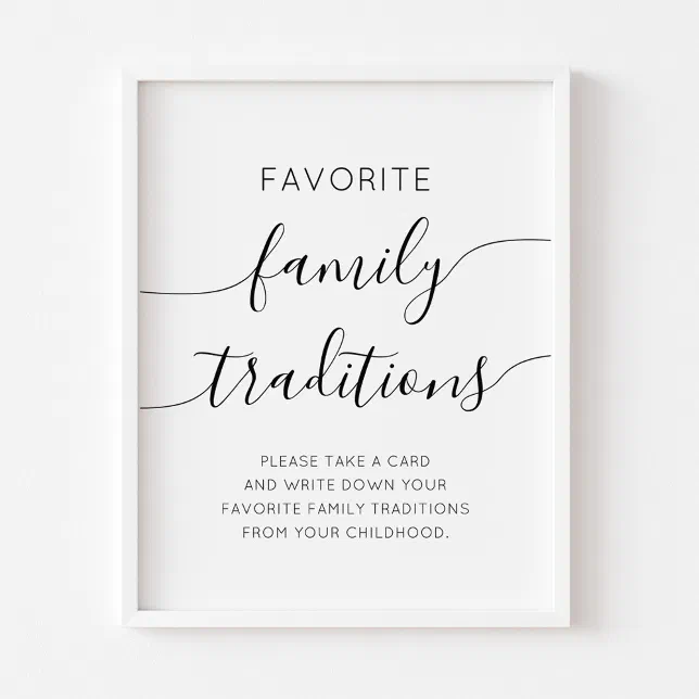 Favorite Family Tradition Baby Shower sign Game | Zazzle