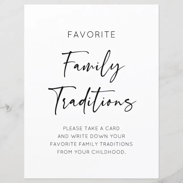 Favorite Family Traditions Baby Shower sign Game | Zazzle