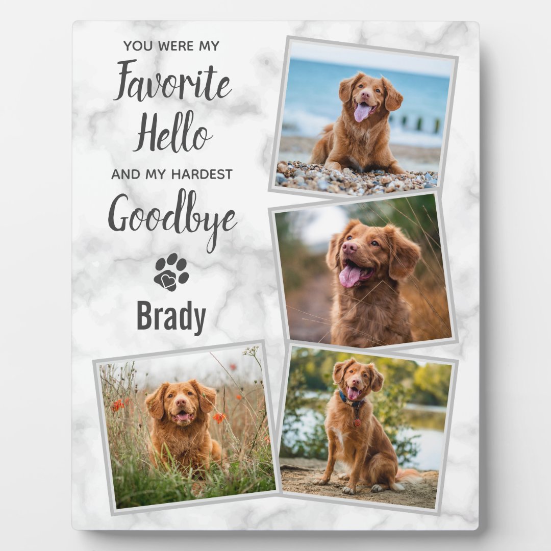 Favorite Hello Hardest Goodbye Dog Pet Memorial Plaque | Zazzle